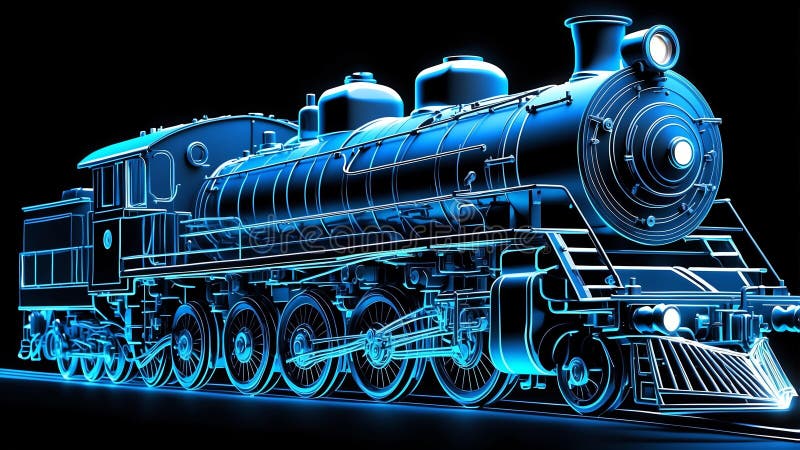 3d Wireframe Model of a Train Engine the Design Ai Generated Stock ...