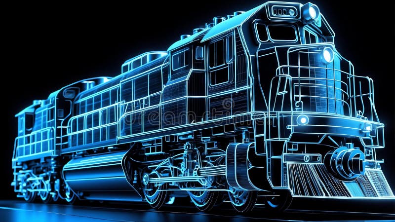 3d Wireframe Model of a Train Engine the Design Ai Generated Stock ...