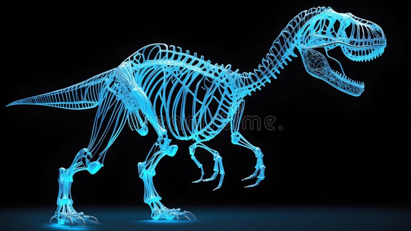 3d Wireframe Model of a Trex Skeleton the Design Ai Generated Stock ...