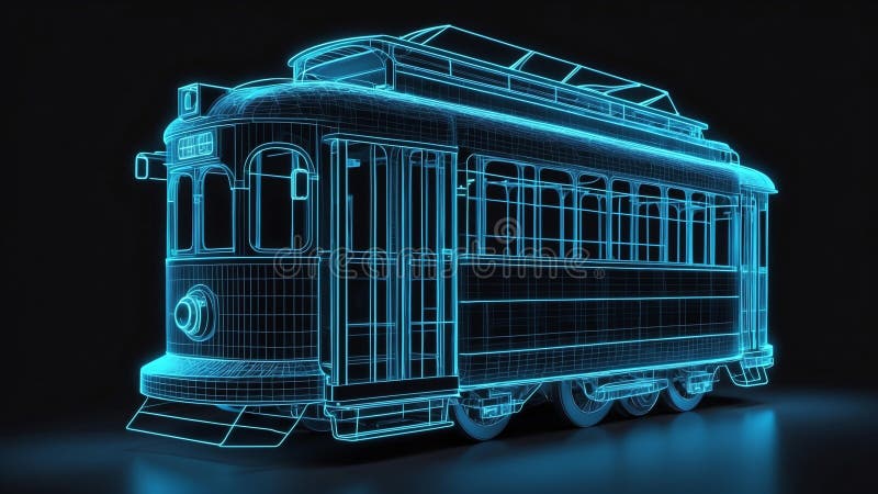 3d Wireframe Model of a Trolley Car the Design S Ai Generated Stock ...