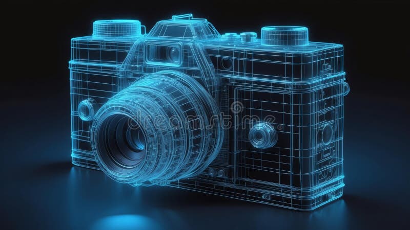 3d Wireframe Model of a Vintage Camera the Desig Ai Generated Stock ...