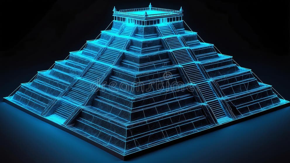 3d Wireframe Model of a Ziggurat the Design Shou Ai Generated Stock ...