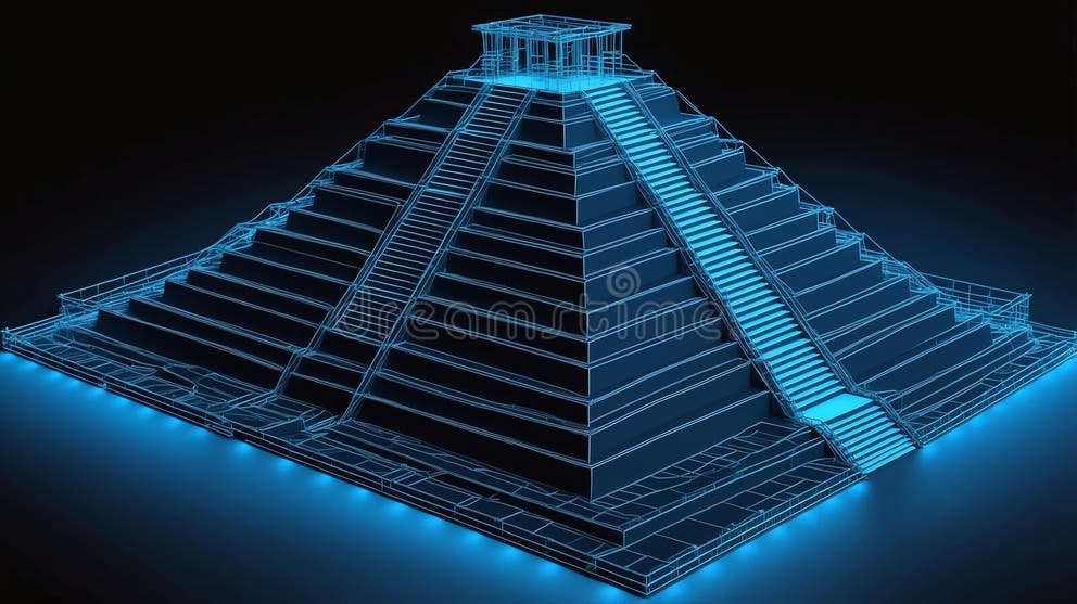 3d Wireframe Model of a Ziggurat the Design Shou Ai Generated Stock ...