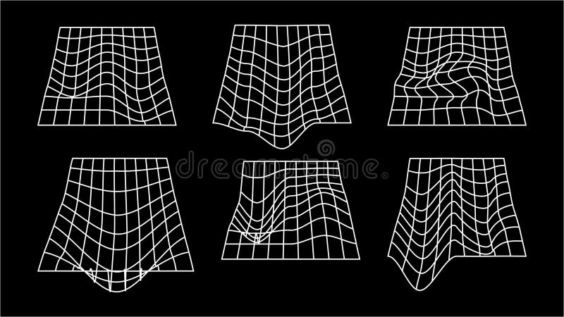 3d Wireframe Models Of Objects Network Line Stock Vector