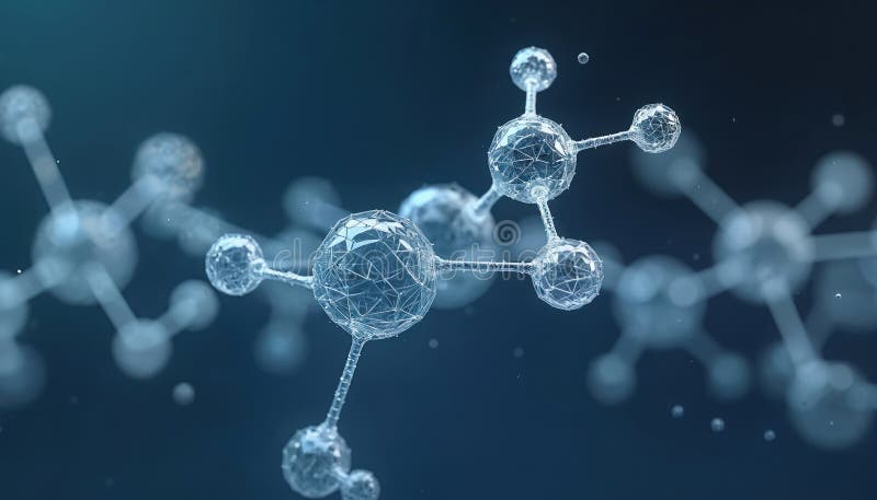 3D Wireframe Molecule Model. Abstract Scientific Illustration Showing ...