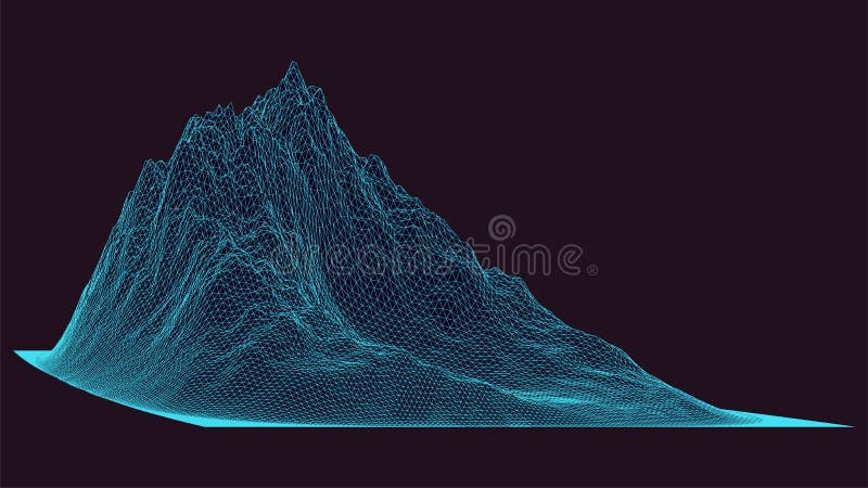 3d Wireframe Mountain. Futuristic Landscape Background. Isolated ...