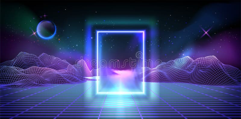 3d Wireframe Mountain Map with Tech Grid Vector Stock Illustration ...