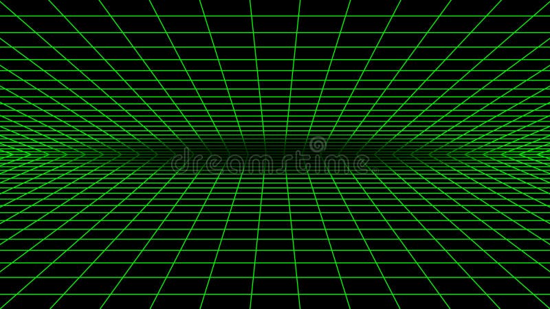 3d Wireframe Perspective Grid Room Template Design Vector Illustration ...