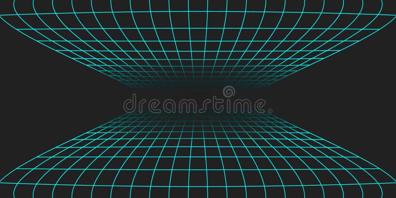 3d Wireframe Perspective Grid Room Template Design Vector Illustration ...