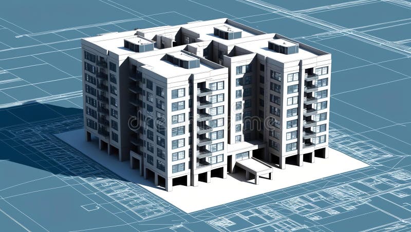 3d Wireframe Render of an Apartment Buildings Architec Ai Generated ...