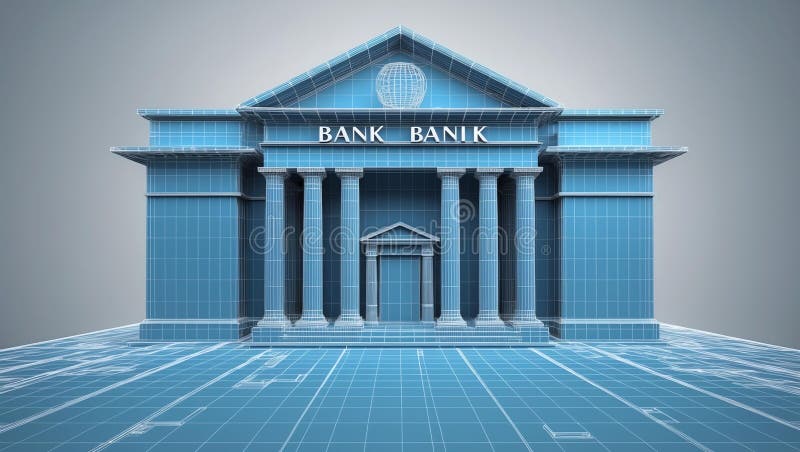 3d Wireframe Render of a Bank Architecture Abstract Bl Ai Generated ...