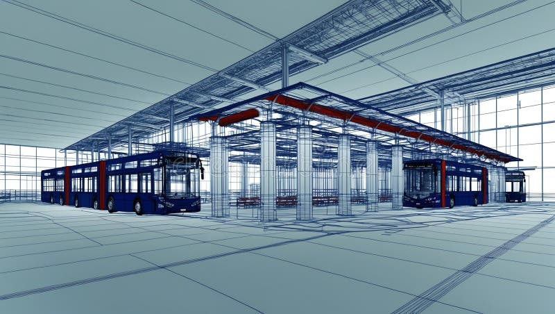 3d Wireframe Render of a Bus Terminal Architecture Abs Ai Generated ...