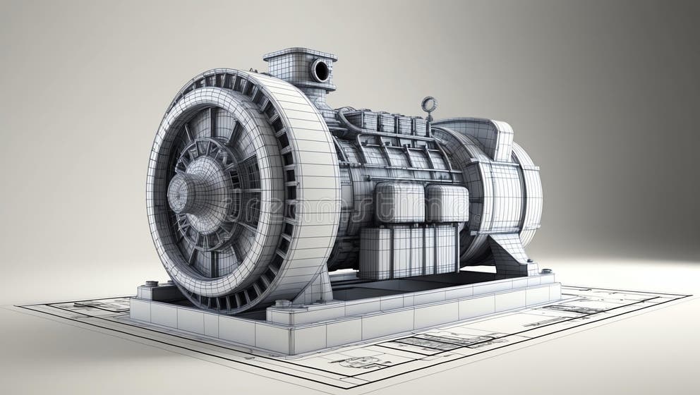 3d Wireframe Render of a Electric Generator Architectu Ai Generated ...