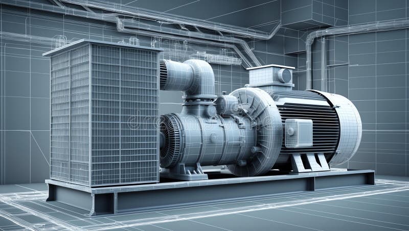 3d Wireframe Render of a Electric Generator Architectu Ai Generated ...