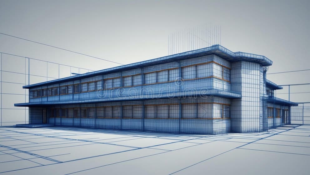 3d Wireframe Render of a Elementary School Architectur Ai Generated ...