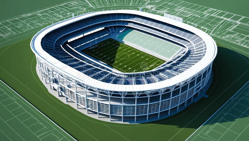 3d Wireframe Render of a Football Stadium Architecture Ai Generated ...