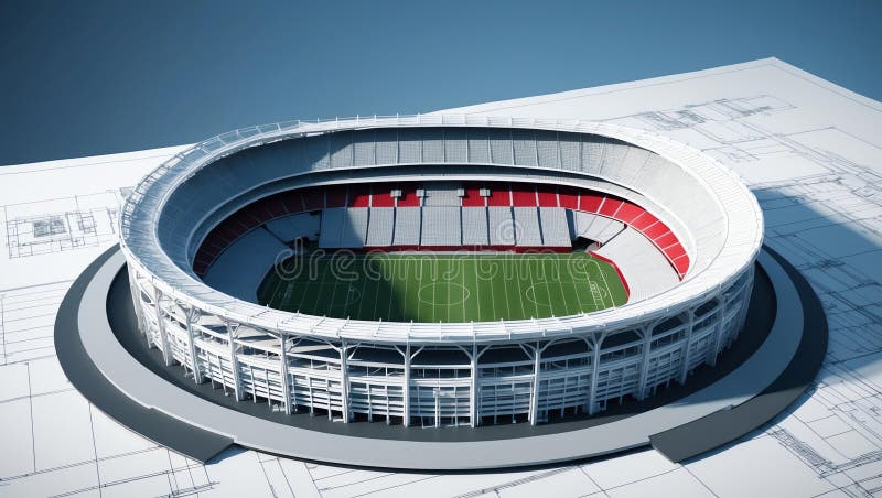3d Wireframe Render of a Football Stadium Architecture Ai Generated ...