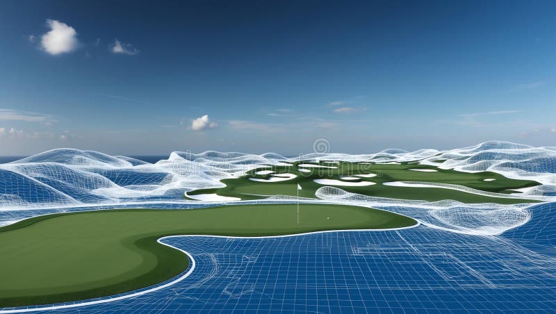 3d Wireframe Render of a Golf Course Architecture Abst Ai Generated ...