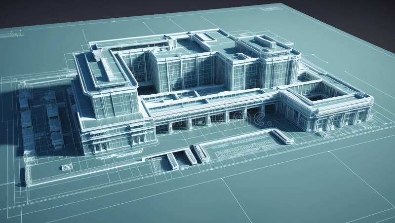 3d Wireframe Render of a Hospitals Architecture Abstra Ai Generated ...
