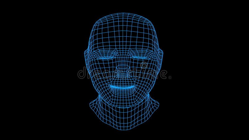 3D Wireframe Render of Human Face Speaking. Stock Footage - Video of ...