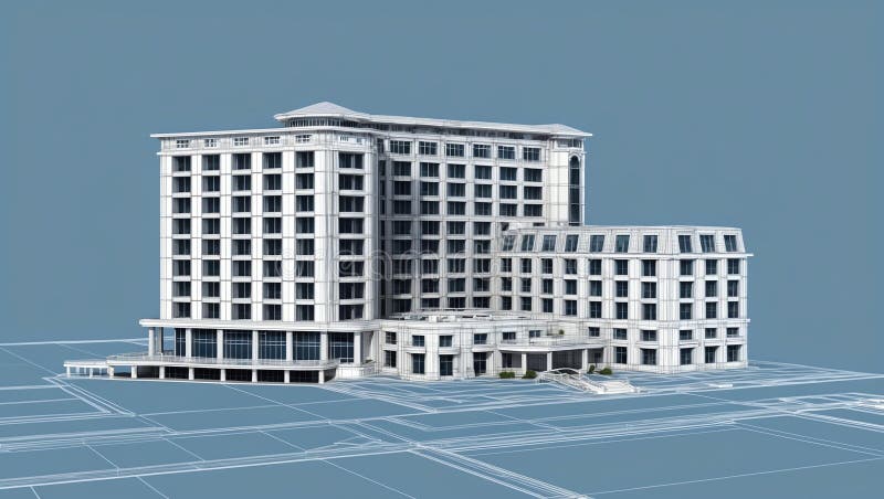 3d Wireframe Render of a Luxury Hotel Architecture Abs Ai Generated ...