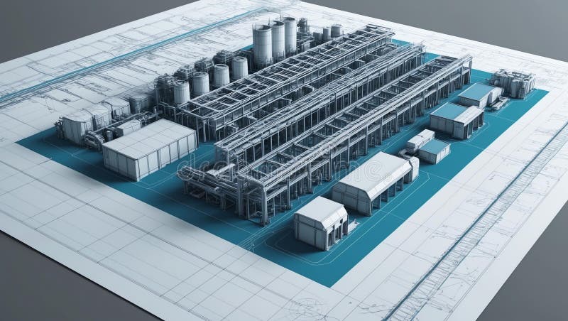 3d Wireframe Render of a Manufacturing Plants Architec Ai Generated ...