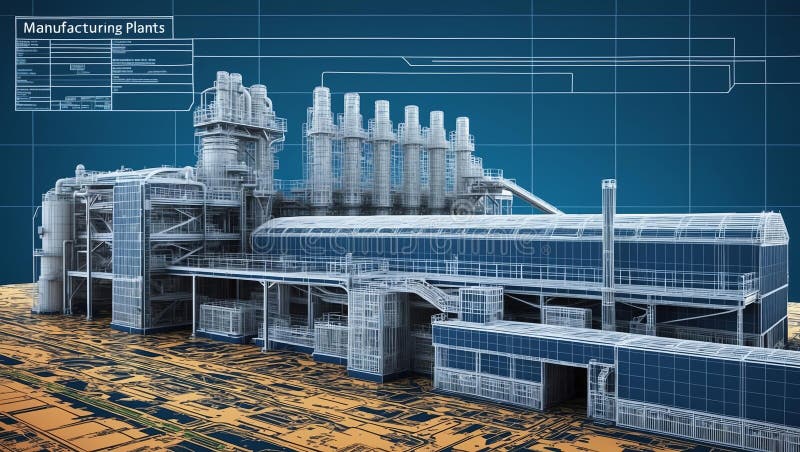 3d Wireframe Render of a Manufacturing Plants Architec Ai Generated ...