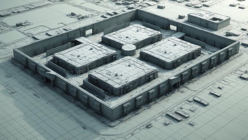 3d Wireframe Render of a Military Compound Architectur Ai Generated ...
