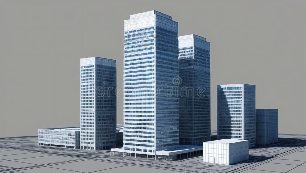 3d Wireframe Render of an Office Towers Architecture a Ai Generated ...