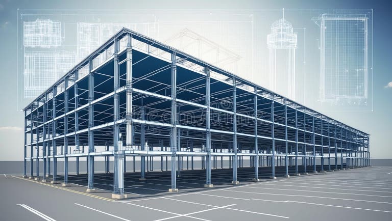 3d Wireframe Render of a Parking Structure Architectur Ai Generated ...