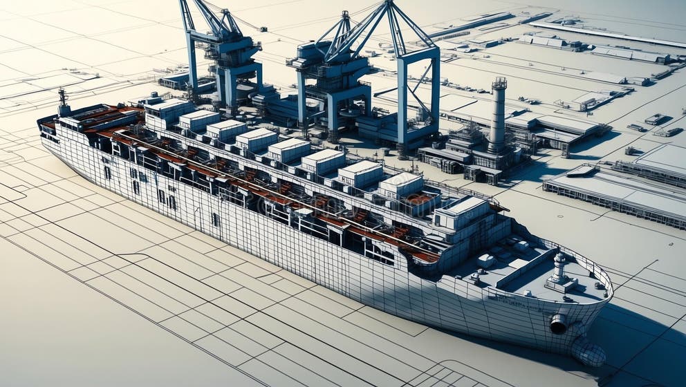 3d Wireframe Render of a Shipyard Architecture Abstrac Ai Generated ...