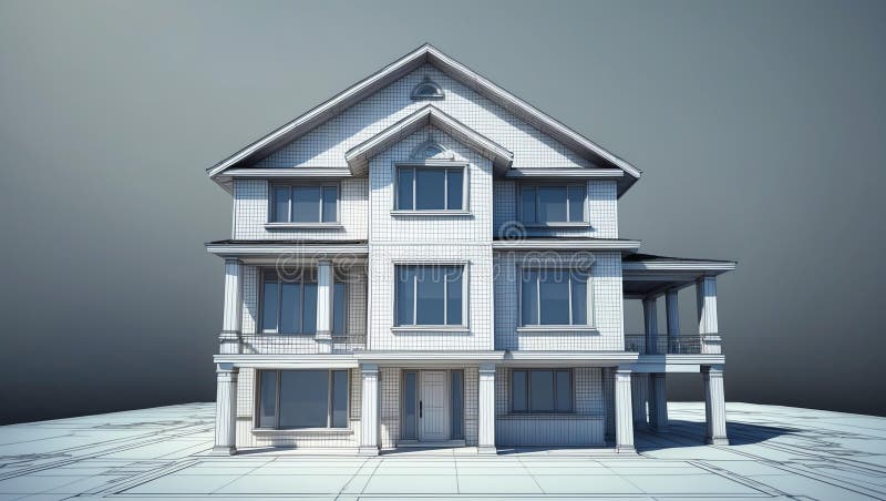 3d Wireframe Render of a 2storey House Architecture Ab Ai Generated ...