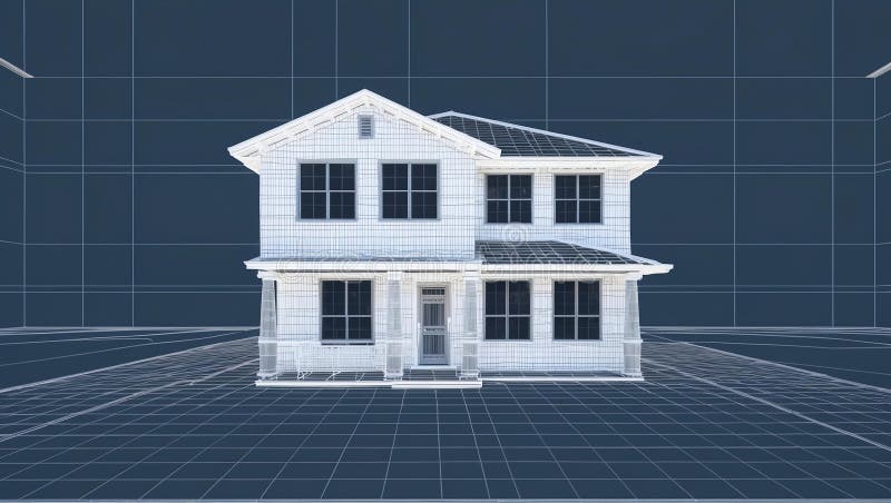3d Wireframe Render of a 2storey House Architecture Ab Ai Generated ...