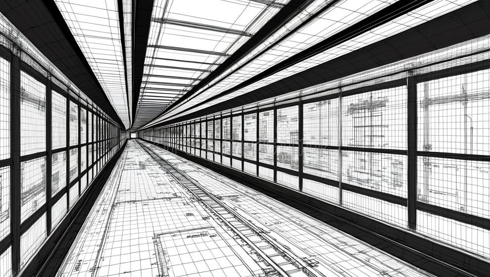 3d Wireframe Render of a Subway Architecture Abstract Ai Generated ...