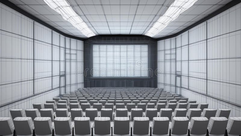 3d Wireframe Render of a Theater Architecture Abstract Ai Generated ...