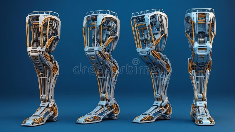 3d Wireframe of a Robotic Leg Isolated on Blue Backgro Ai Generated ...