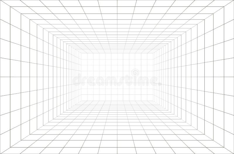 Wireframe Room on the Black Background. Vector Perspective Grid Stock ...
