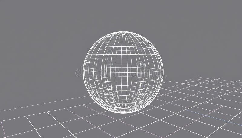3D Wireframe Sphere, Digital Model, Technology Concept, Abstract Shape ...