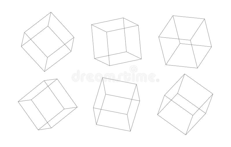 3d Wireframe Square Cubes Isolated Stock Illustration - Illustration of ...