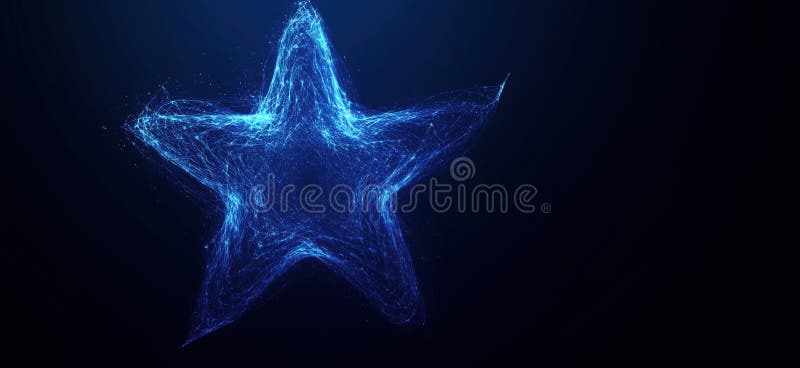 3D Wireframe Star Shape with Blue Neon Glow on Dark Background ...