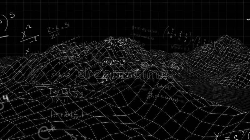 3D Wireframe Terrain Drifting in Digital Void, with Floating Chalk ...