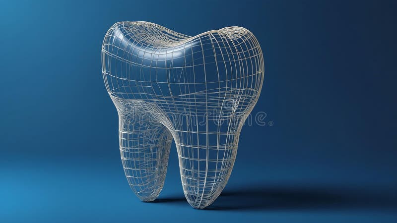 3d Wireframe of a Tooth Isolated on Blue Ai Generated Stock ...