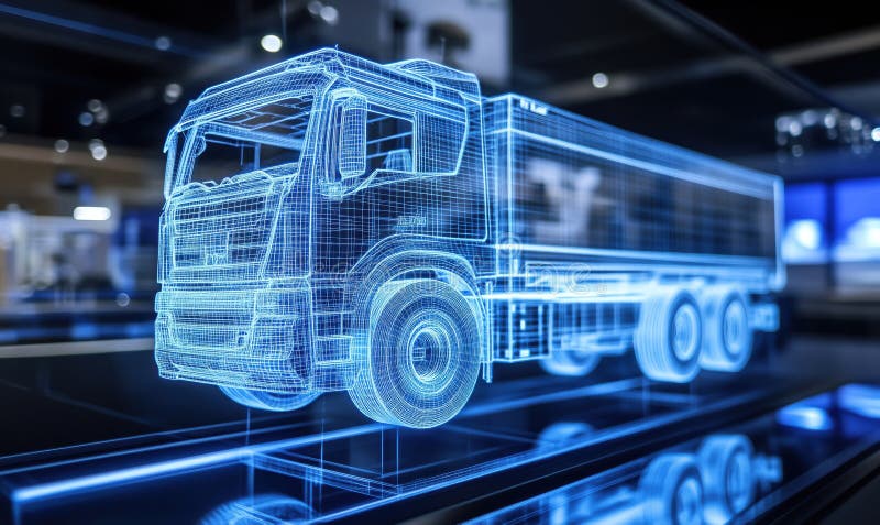 3D Wireframe Truck Model Showcasing Advanced Design Technology ...