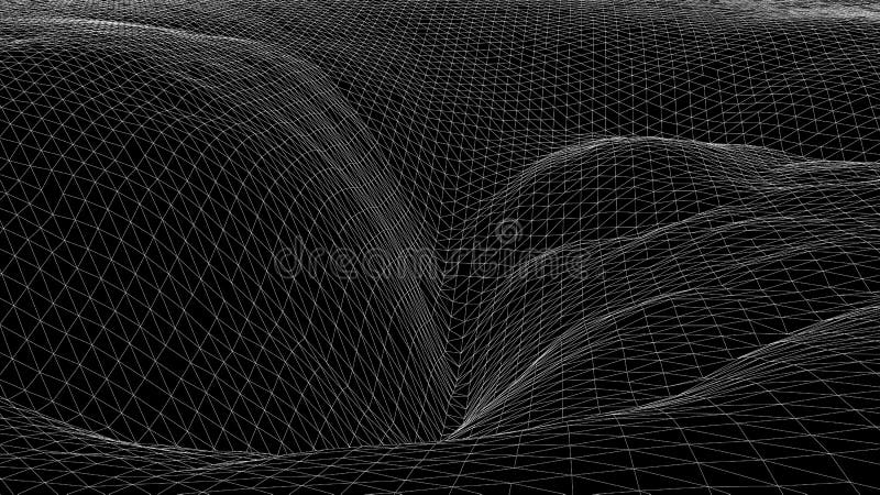 3d wireframe wave surface stock vector. Illustration of mathematics ...