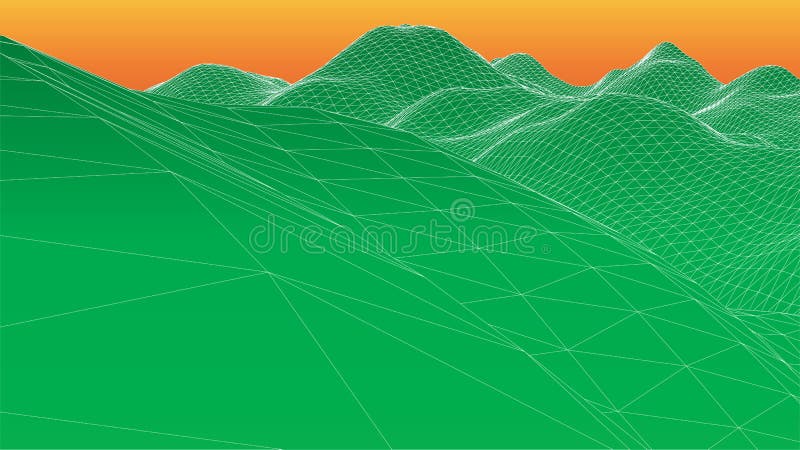 3d wireframe wave surface stock vector. Illustration of landscape ...