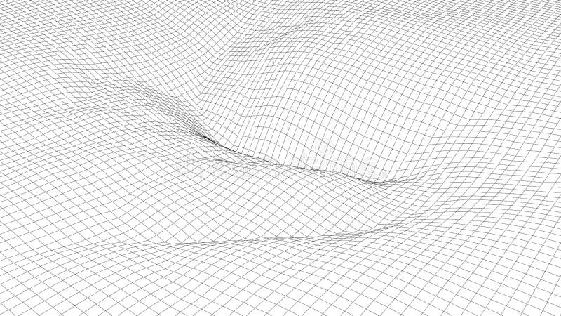 3d wireframe wave surface stock vector. Illustration of generated ...