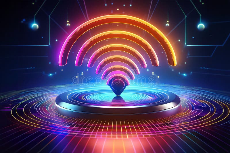 3d Wireless Connection Icon 3d Broadcast Area with Wifi. 3d Wireless ...