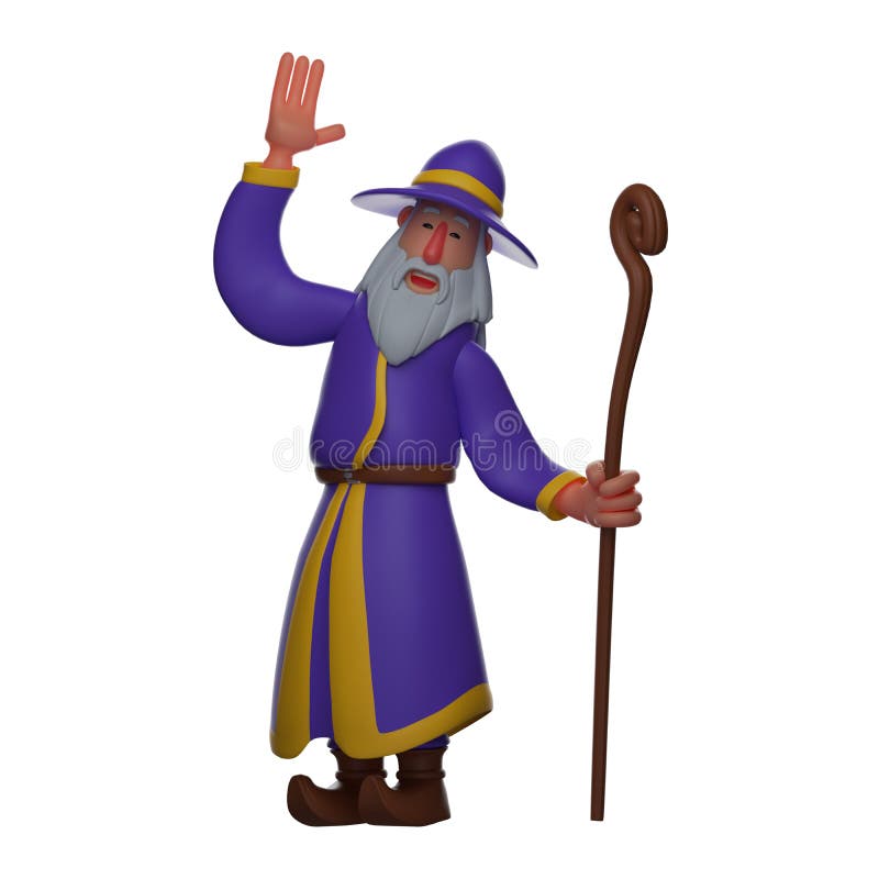 3D Witch Cartoon Character Waving Hand Stock Illustration ...