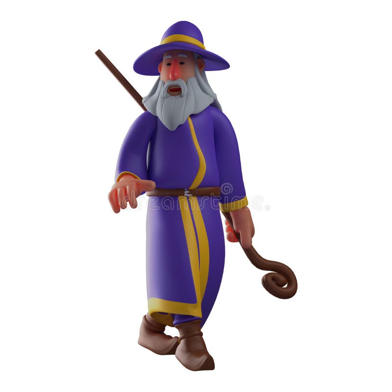 3D Witch Cartoon Design Has a Long White Hair Stock Illustration ...