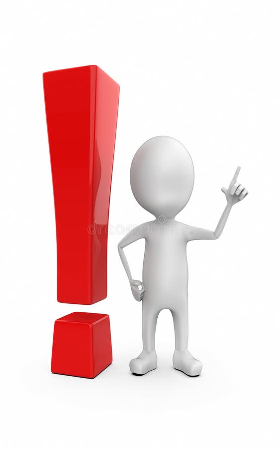 3d Witte Kerel Met Uitroepteken Stock Illustratie - Illustration of ...